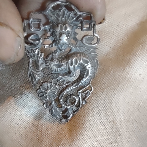 Antique | Accessories | Antique Silver Chinese Asian Dragon Pendant ...